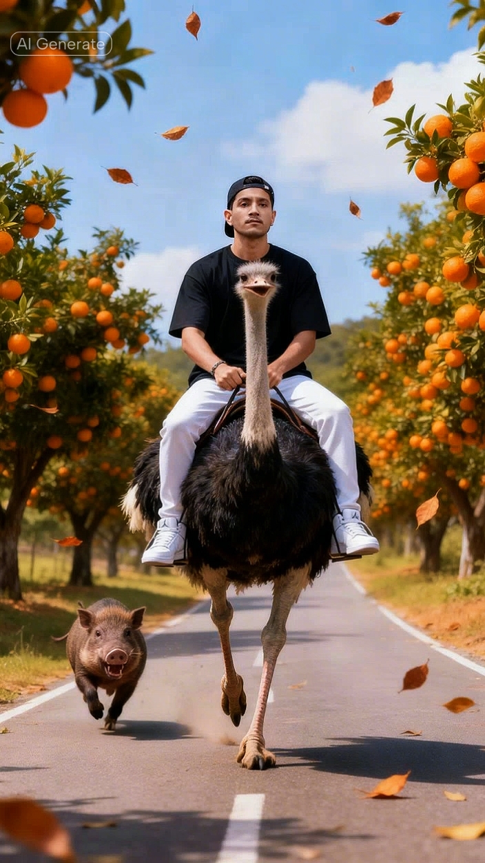 AI Ostrich ride - video template by CapCut